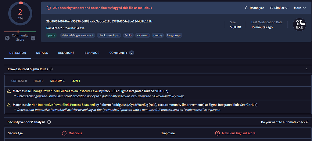 Warnings of potential viruses when running the VCV Rack 2 setup. - VCV ...